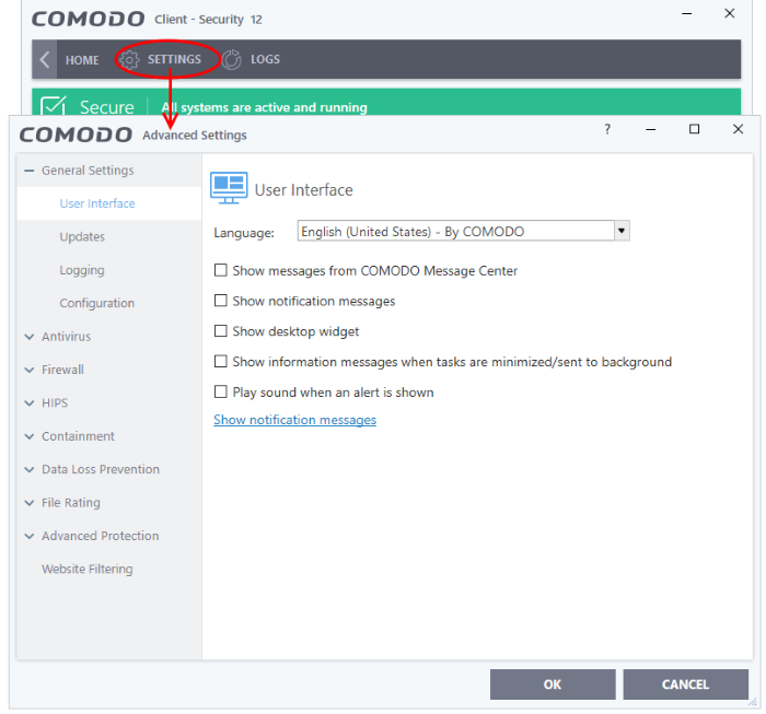 Ccs Advanced Settings Antivirus Software Antivirus Scan Comodo